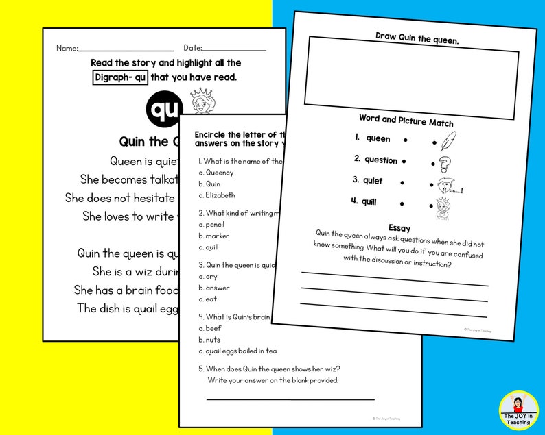 Digraph Reading Comprehension Passage - Etsy