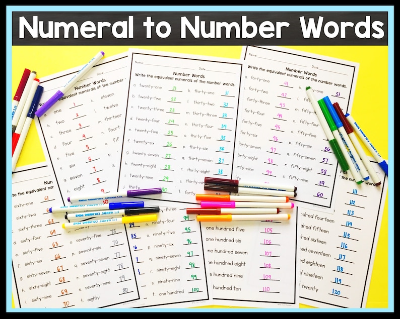 Number Words Numbers 1-120 Worksheet - Etsy