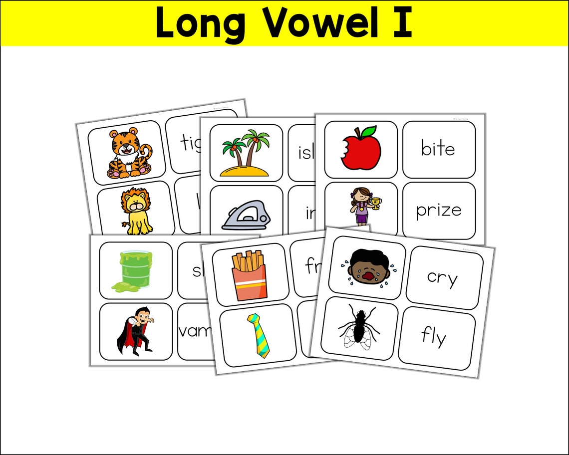 Long Vowel Word and Picture Flashcards - Etsy