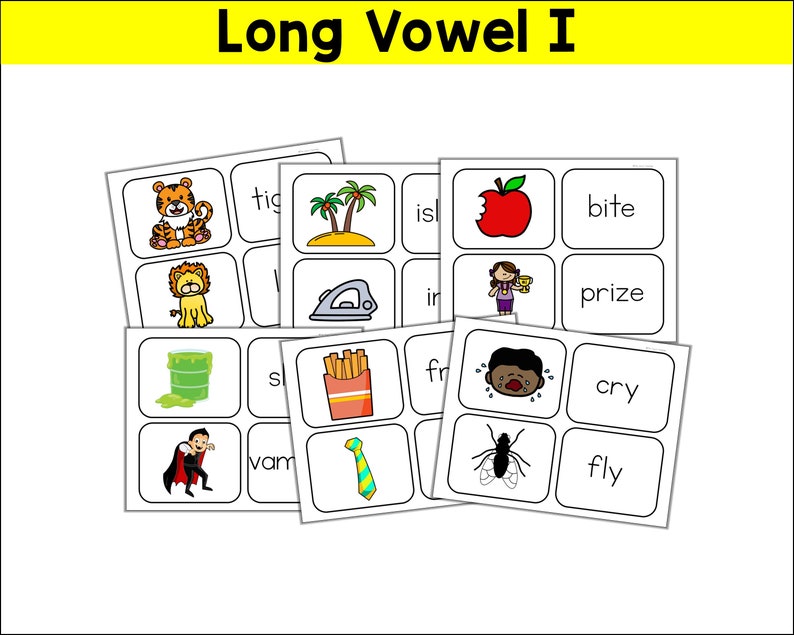 Long Vowel Word and Picture Flashcards - Etsy