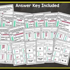 Place Value 11-19 Ones and Tens Base Ten Worksheet - Etsy