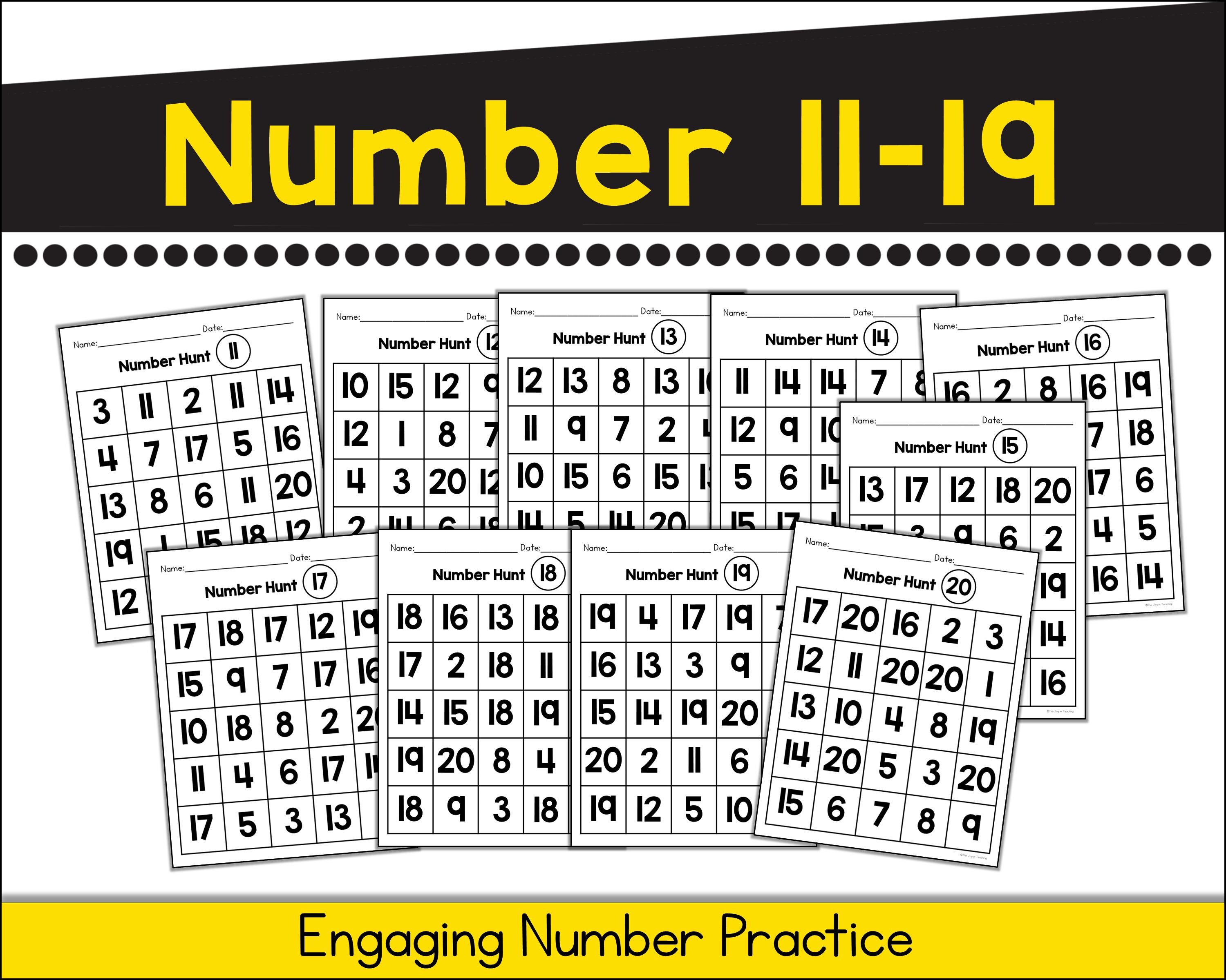 Number Bingo 1-20 Worksheet - Etsy
