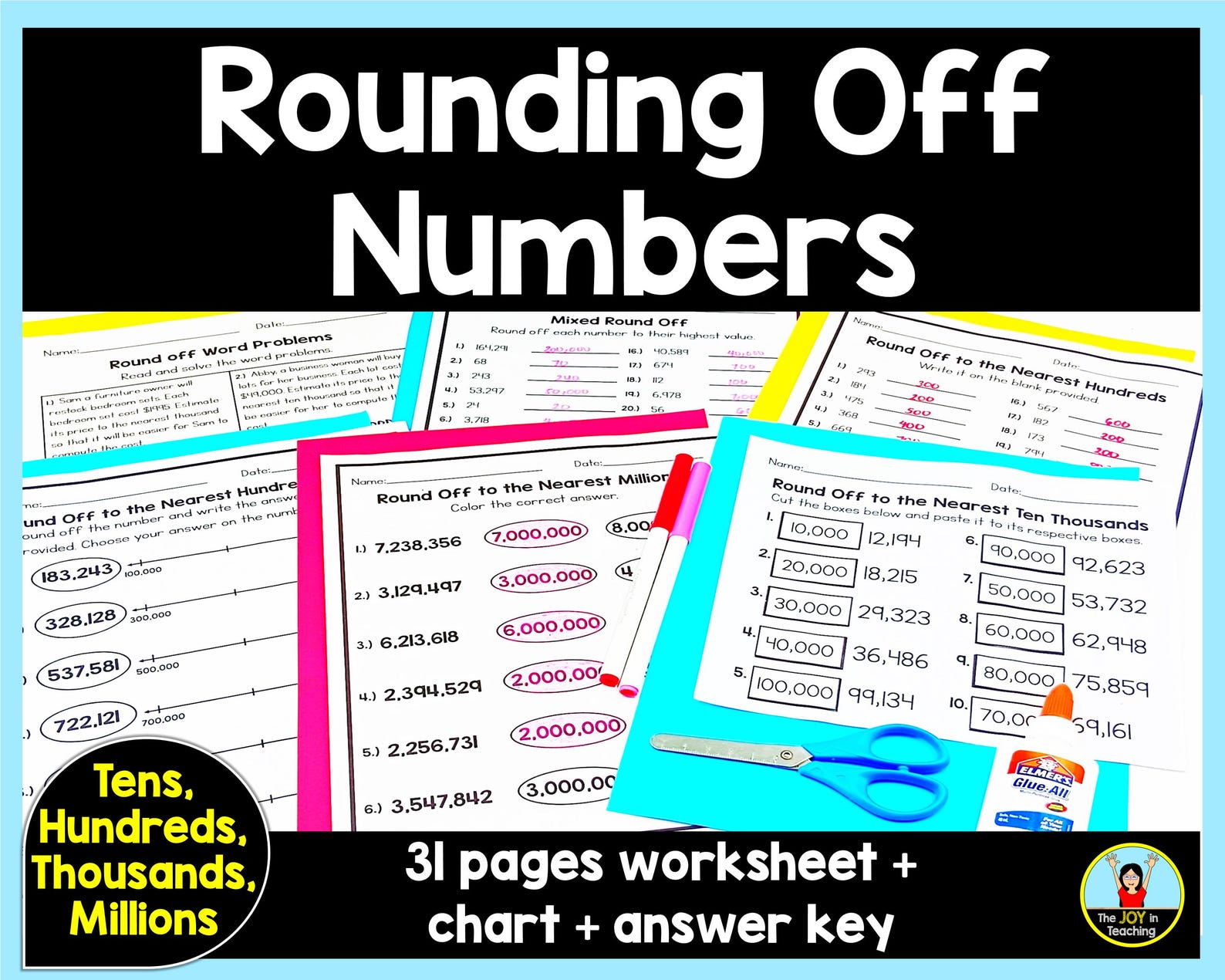 Rounding off Numbers Worksheet - Etsy