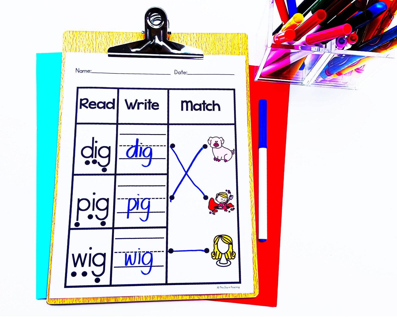 Kindergarten CVC Worksheet - Read, Write and Match - Etsy
