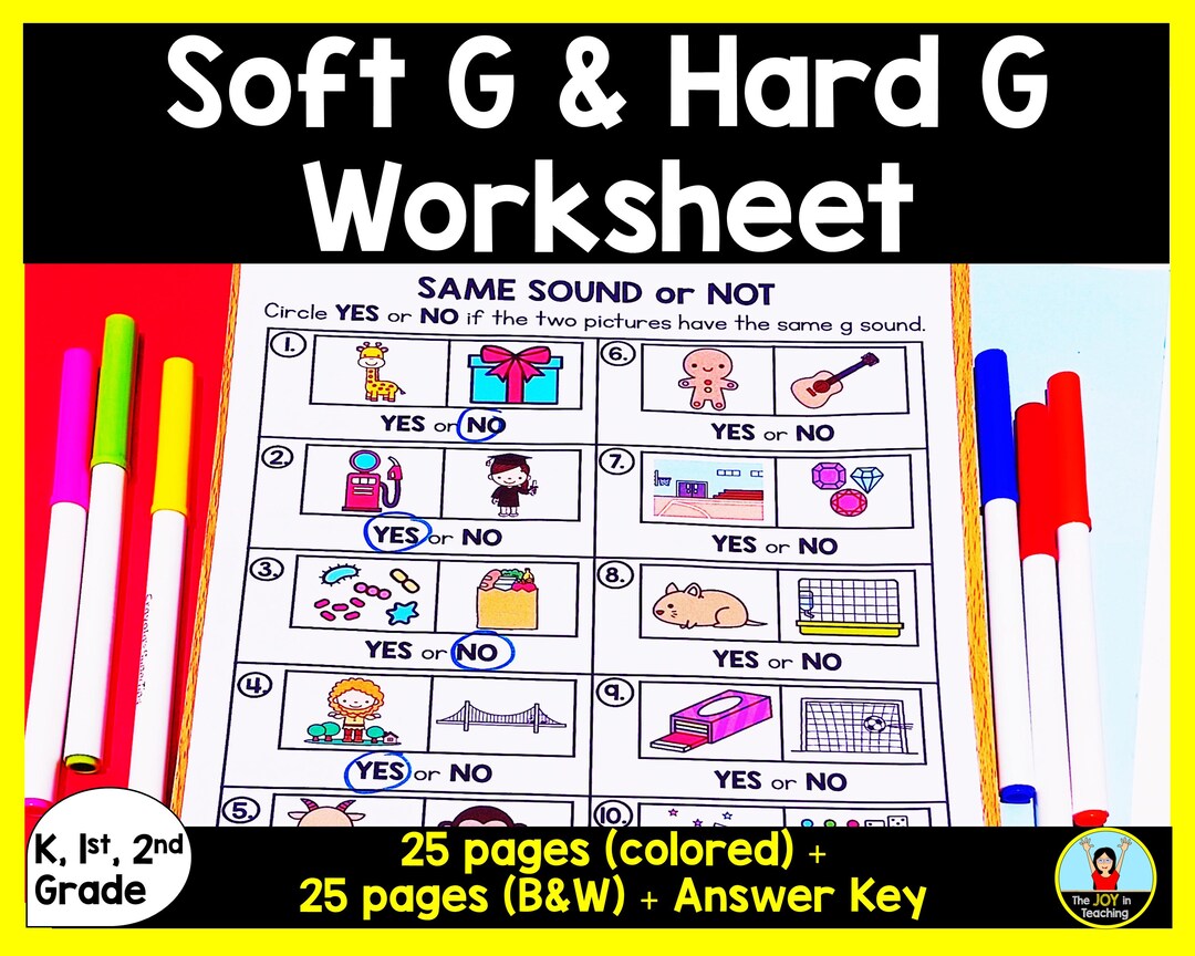 Soft and Hard G Worksheet - Etsy
