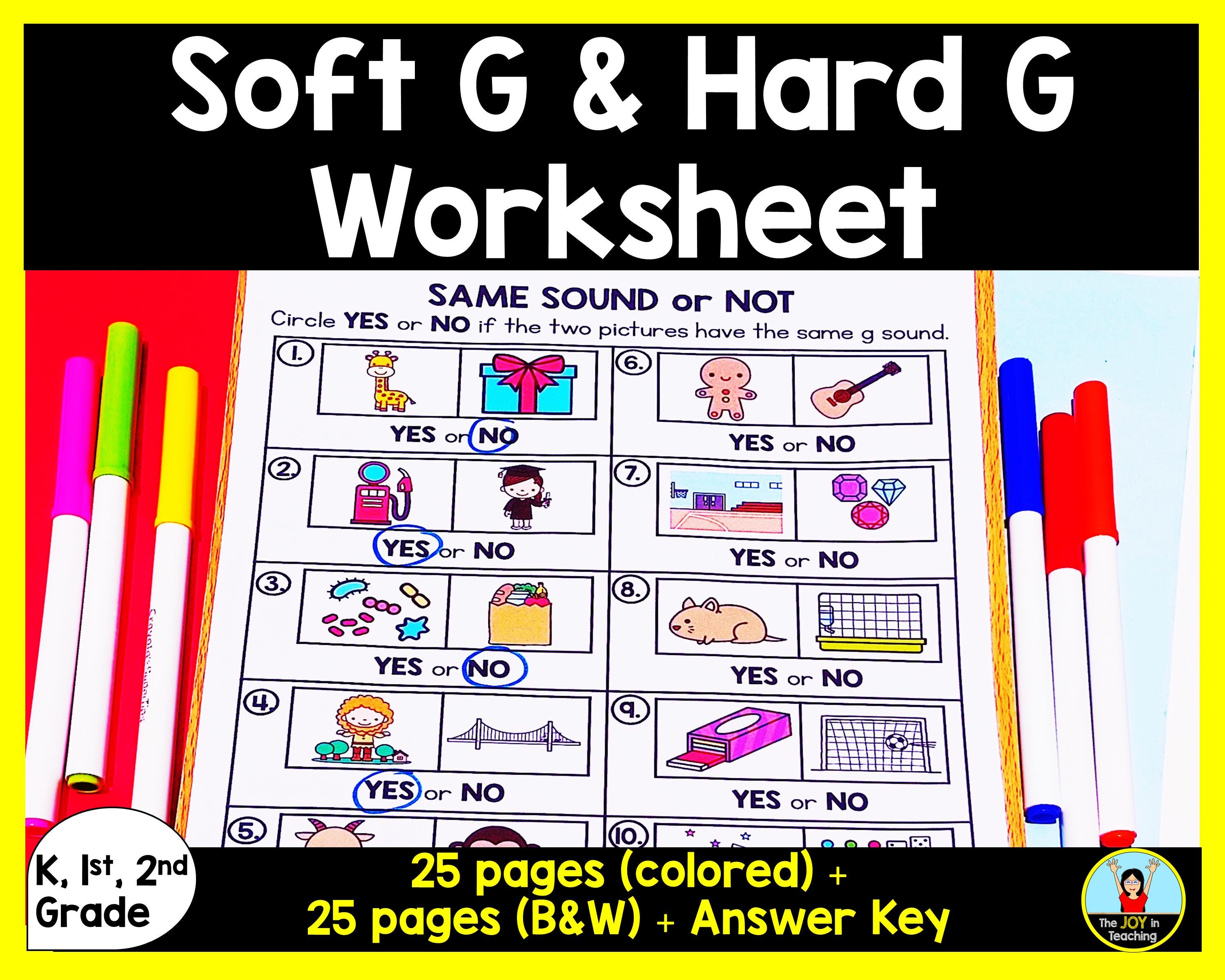 Soft and Hard G Worksheet - Etsy
