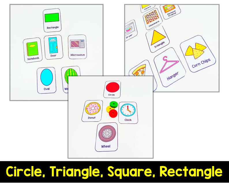 2D Shapes Real Life Objects Flashcards - Etsy