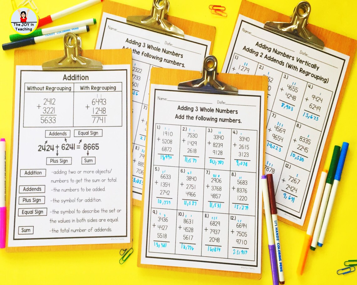 4-digit Addition Worksheet - Etsy