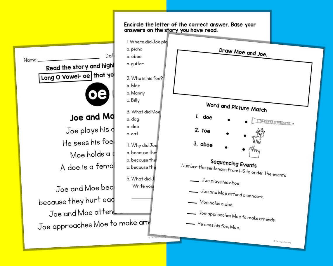 Long Vowel O Reading Comprehension Passage - Etsy