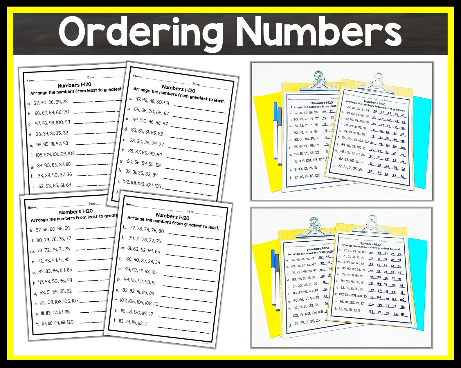Numbers 1-120 Assessment Worksheet - Etsy