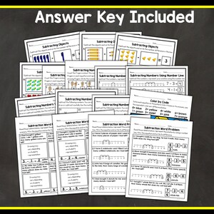 Subtraction Numbers 1-10 Worksheet - Etsy