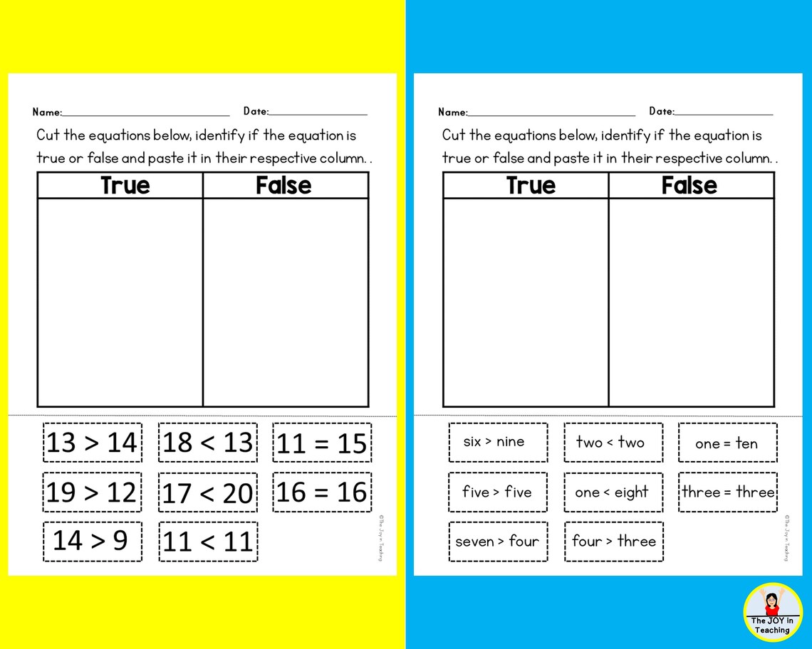Comparing Numbers 0-20 Worksheet - Etsy