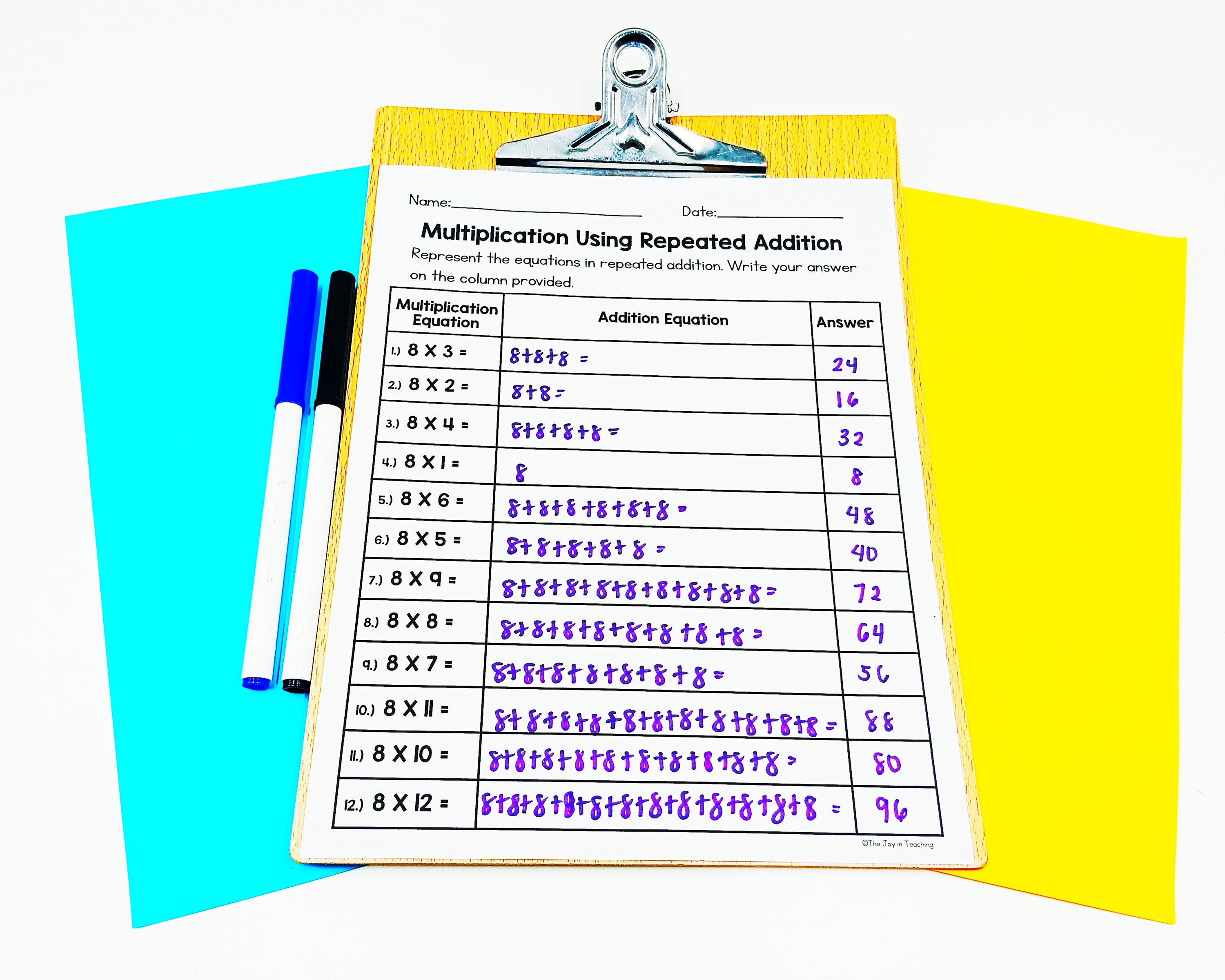 Hojas De Trabajo De Multiplicación Como Suma Repetida