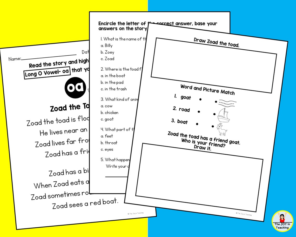 Long Vowel O Reading Comprehension Passage - Etsy