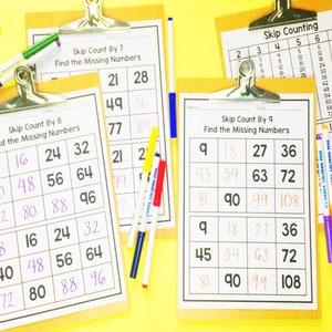 Skip Counting Missing Numbers Worksheet - Etsy