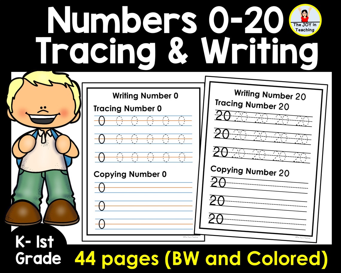 Numbers 0-20 Tracing and Writing Worksheet - Etsy