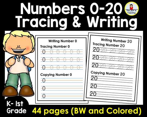 Numbers 0-20 Tracing and Writing Worksheet | Etsy