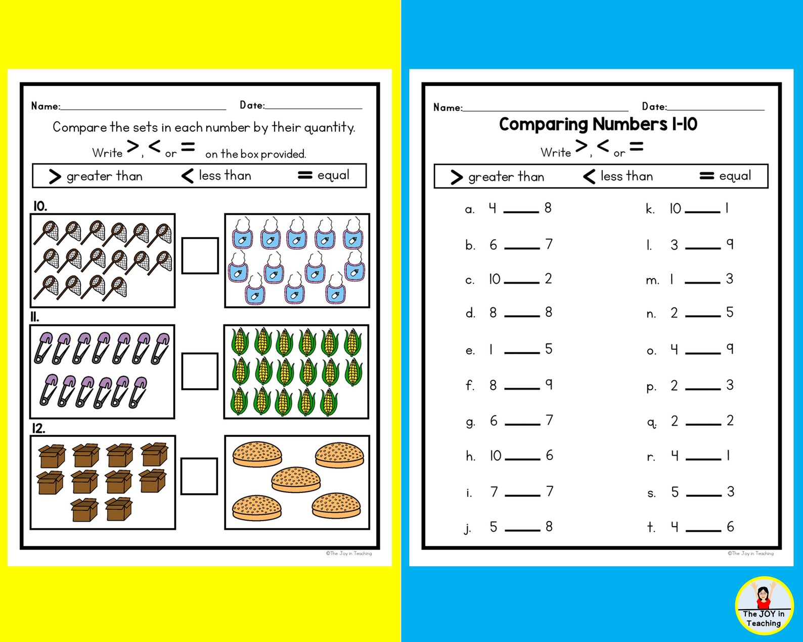 Comparing Numbers 0-20 Worksheet - Etsy