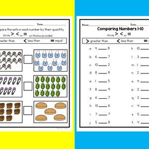 Comparing Numbers 0-20 Worksheet - Etsy