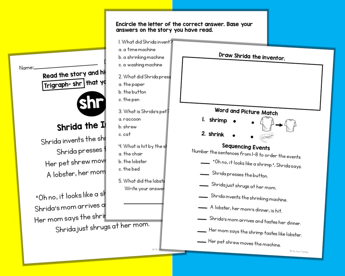 Trigraph Reading Comprehension Passage - Etsy