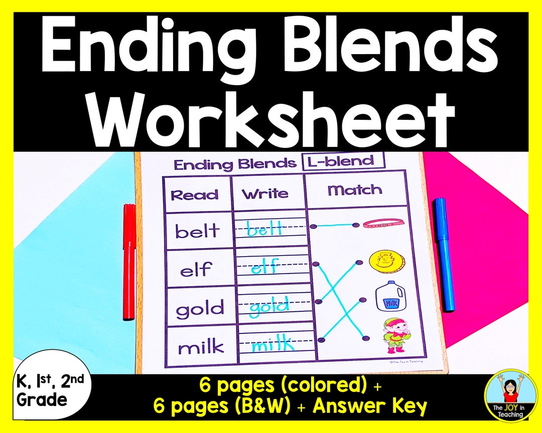 Ending Blends Worksheet - Etsy