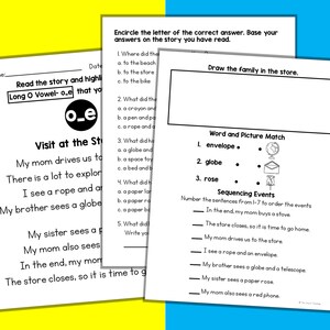 Long Vowel O Reading Comprehension Passage - Etsy