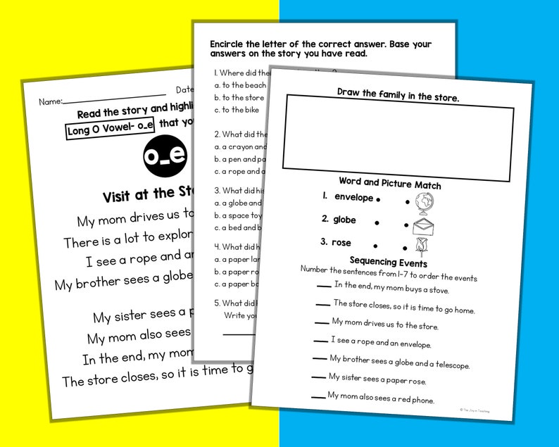 Long Vowel O Reading Comprehension Passage - Etsy