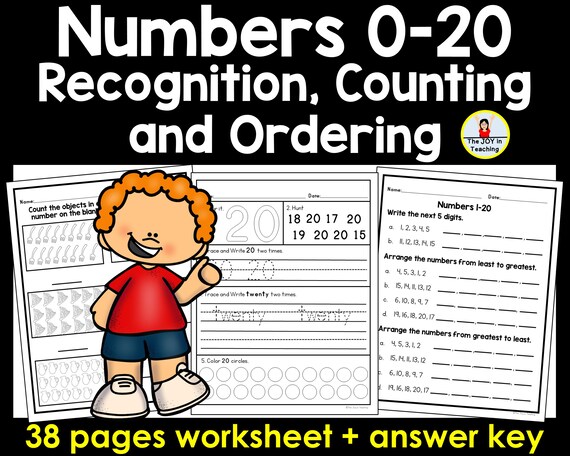 Numbers 0-20 Recognition Counting and Ordering Worksheet | Etsy