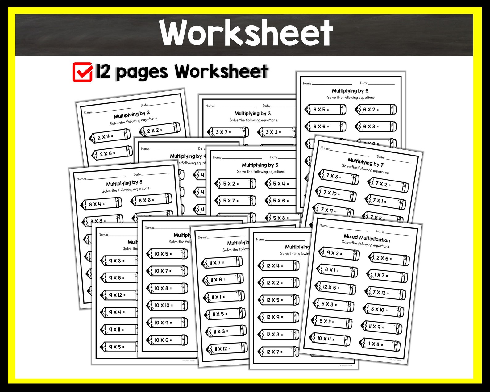 Multiplication 1-12 Worksheet - Etsy