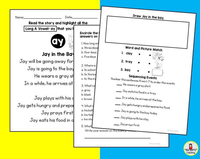 Long Vowel A Reading Comprehension Passage - Etsy