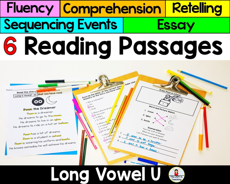 Long Vowel U Reading Comprehension Passage - Etsy