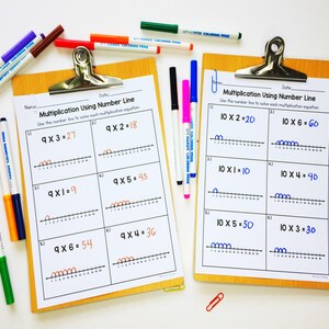 Multiplication Using Number Line Worksheet - Etsy
