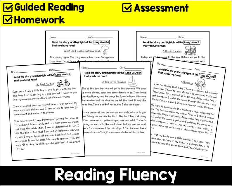 Long Vowel Reading Comprehension Passage - Etsy