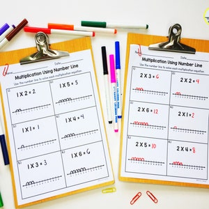 Multiplication Using Number Line Worksheet - Etsy