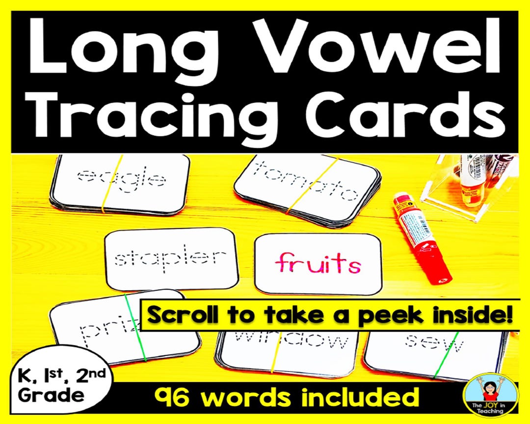 Long Vowel Tracing Flashcards - Etsy