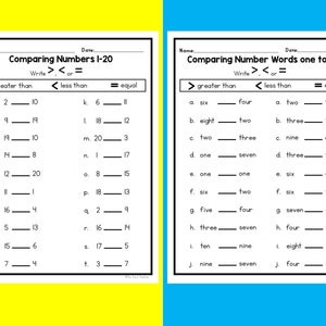 Comparing Numbers 0-20 Worksheet - Etsy
