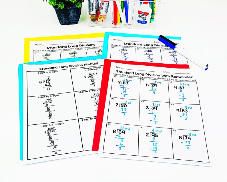 Long Division Worksheet - Etsy