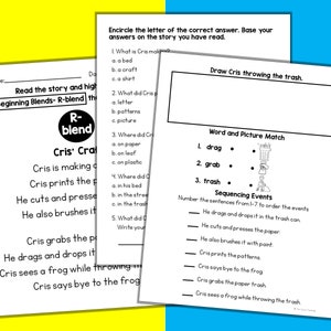Beginning Blends Reading Comprehension Passage - Etsy