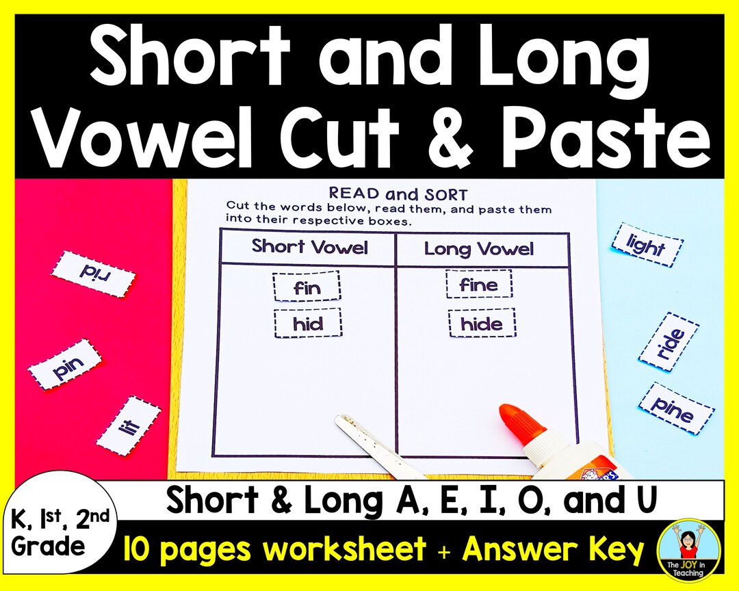 Short and Long Vowel Cut and Paste Worksheet - Etsy