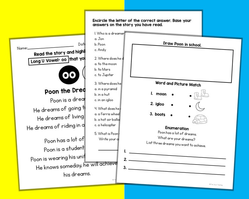 Long Vowel U Reading Comprehension Passage - Etsy