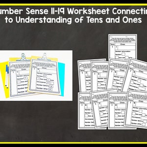 Place Value 11-19 Ones and Tens Base Ten Worksheet - Etsy