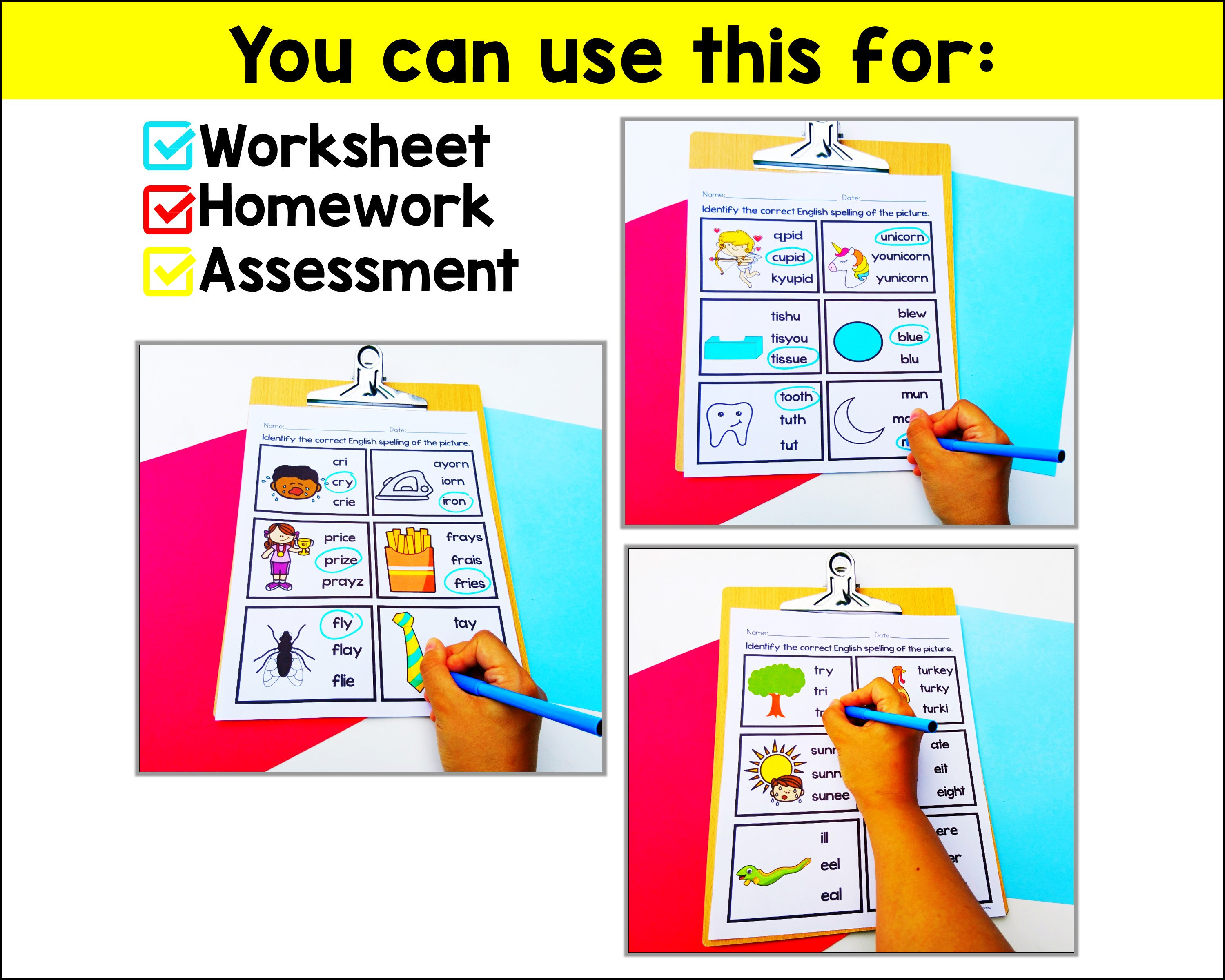 Long Vowel Spelling Worksheet - Etsy