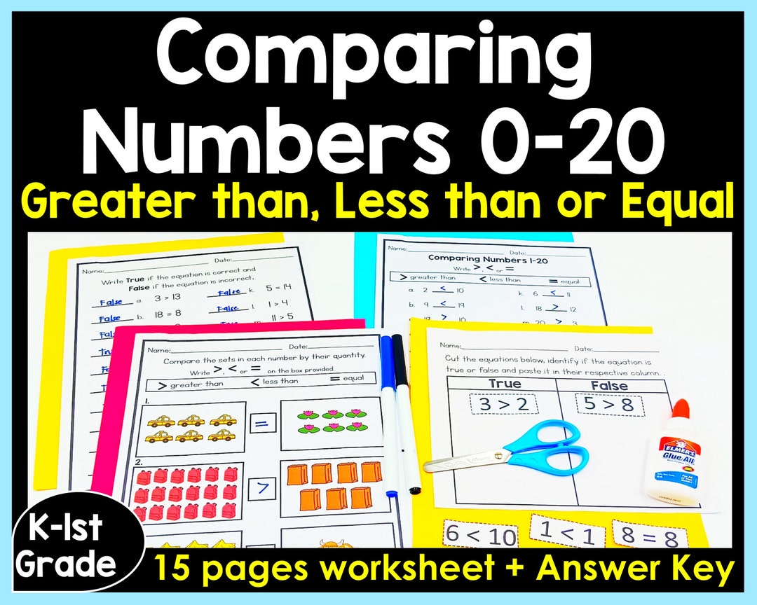 Comparing Numbers 0-20 Worksheet - Etsy