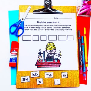 CVC Sentence Cut and Paste Worksheet - Etsy