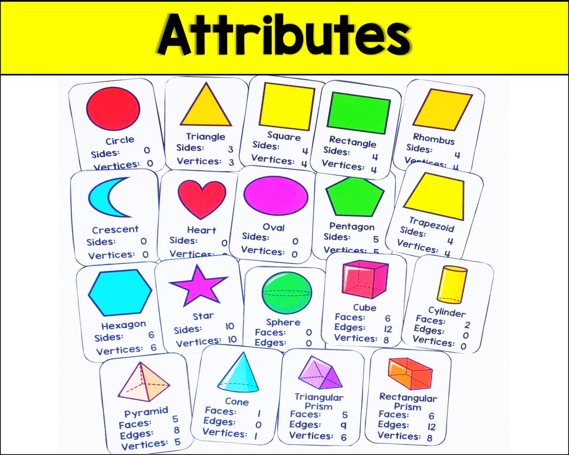 2D and 3D Shapes Flashcards - Etsy