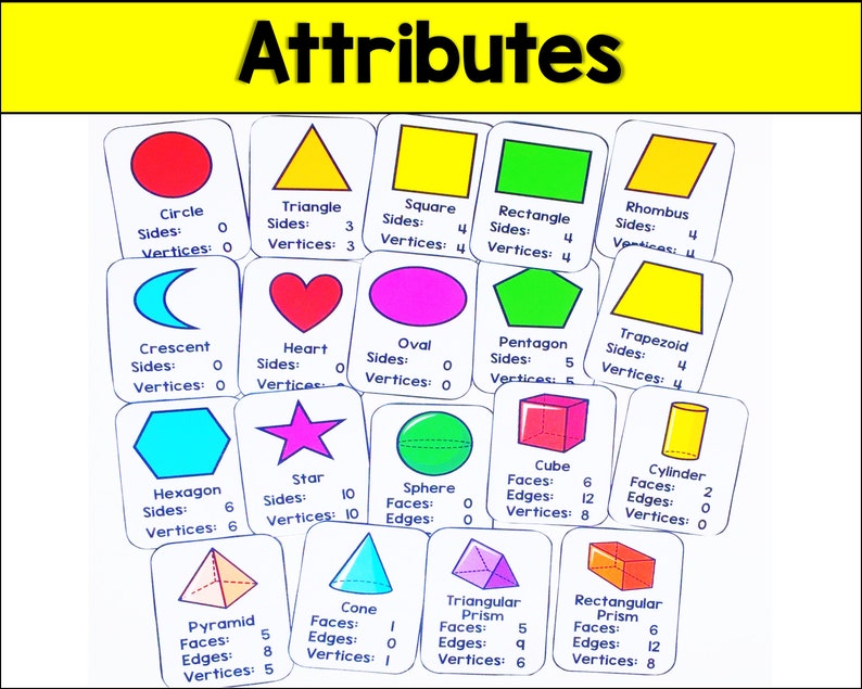 2D and 3D Shapes Flashcards - Etsy