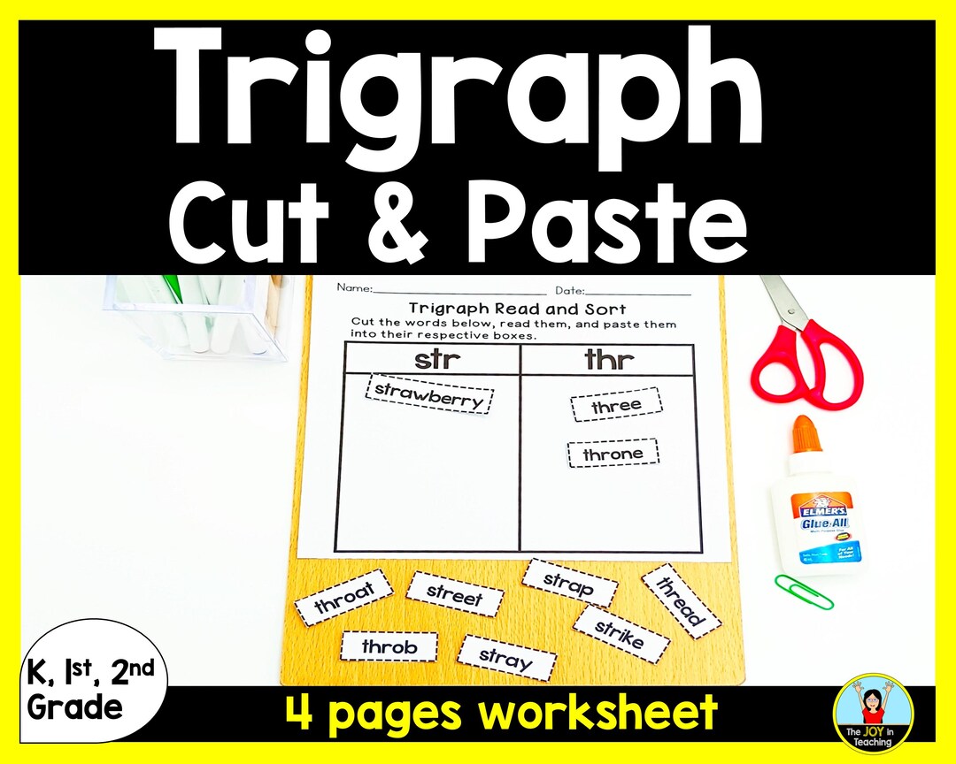 Trigraph Cut and Paste Worksheet - Etsy