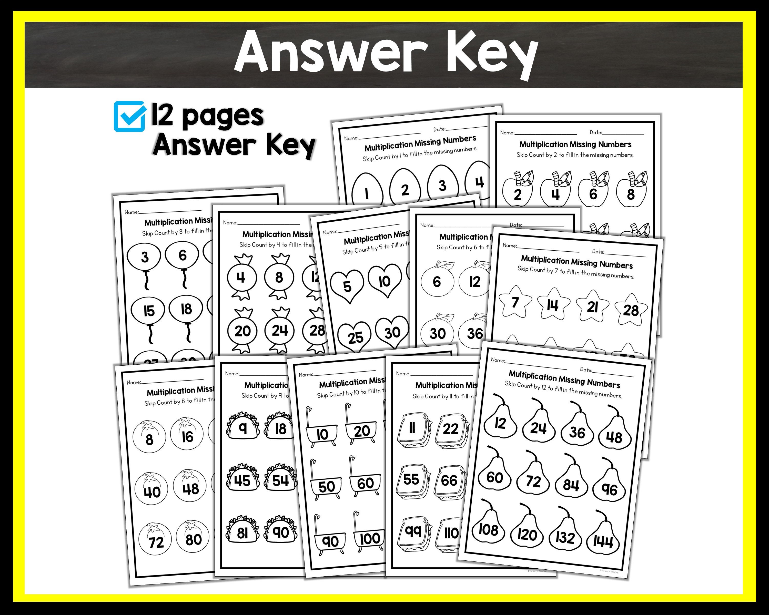 Multiplication Skip Count Missing Numbers Activity - Etsy