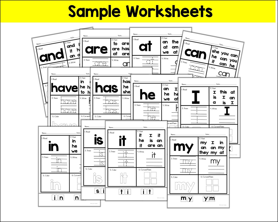 25 Sight Words Worksheet-sight Words Fluency Printable - Etsy