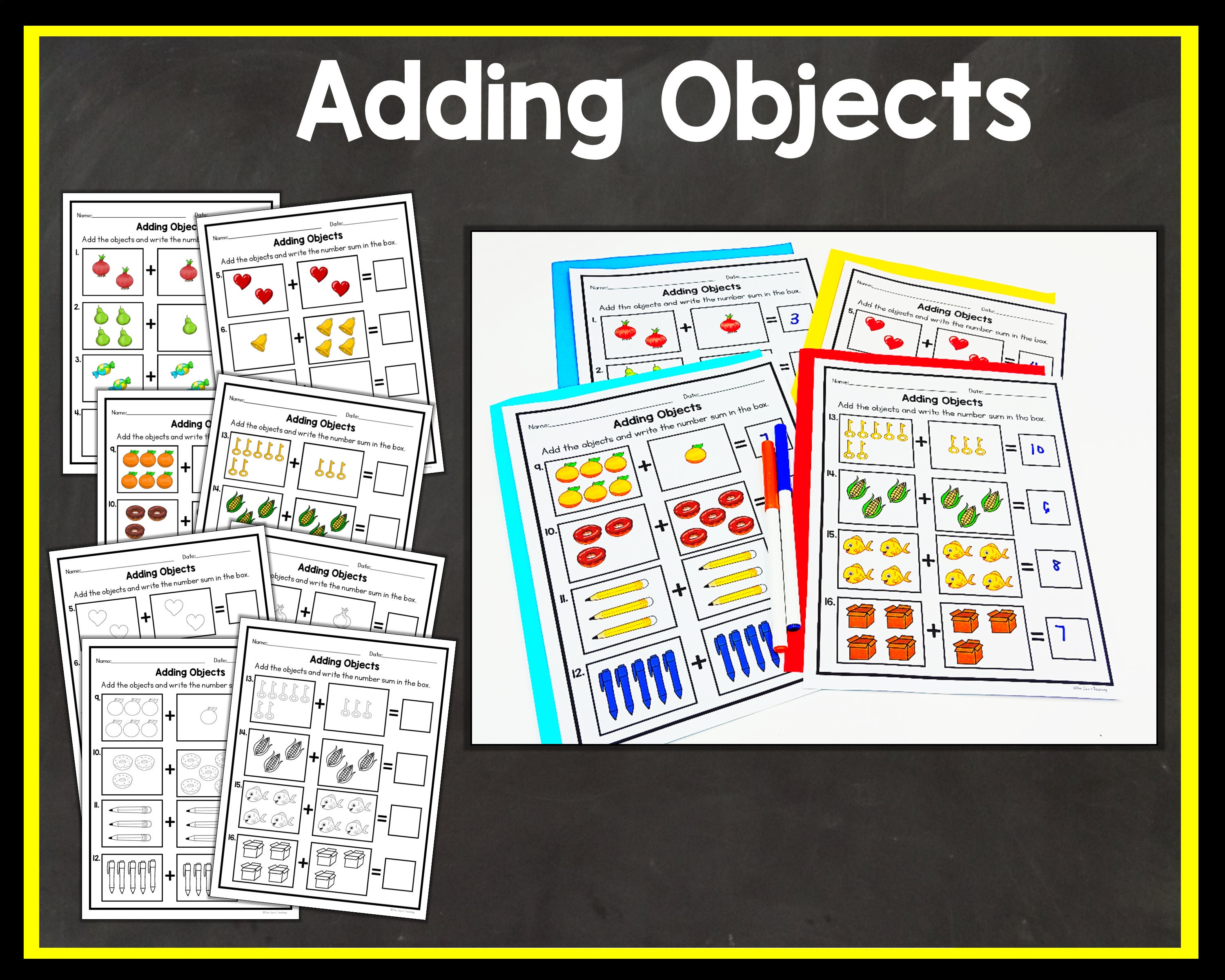 Addition Numbers 1-10 Worksheet - Etsy
